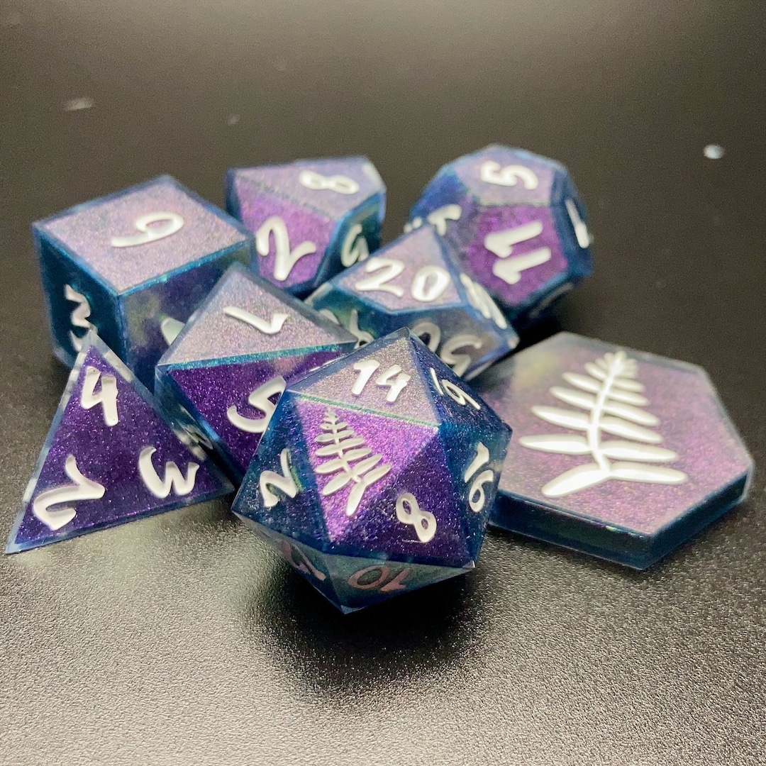 Metallic Purple Dice Set - Handmade Sharp-edged Resin Dice - Cold-cast ...