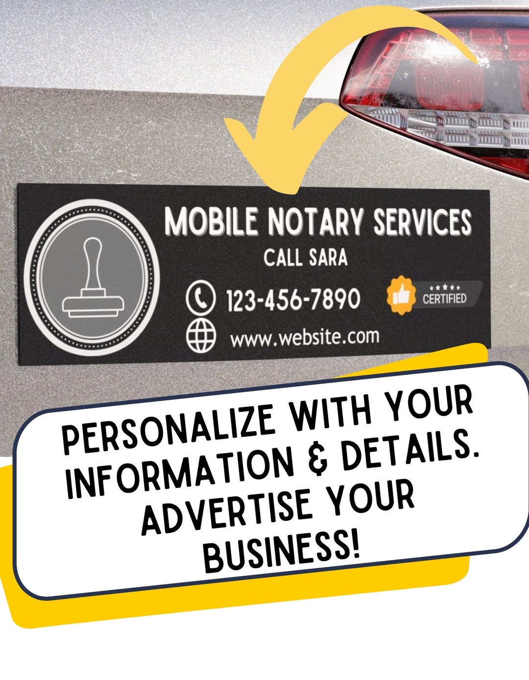 Mobile Notary Car Magnet Notary Public Magnet Notary Marketing Notary ...