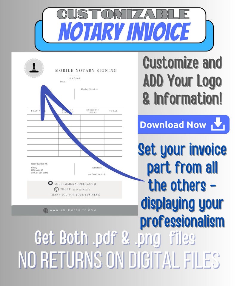 Notary Invoice | Invoice Template | Notary Public Invoice | Notary ...