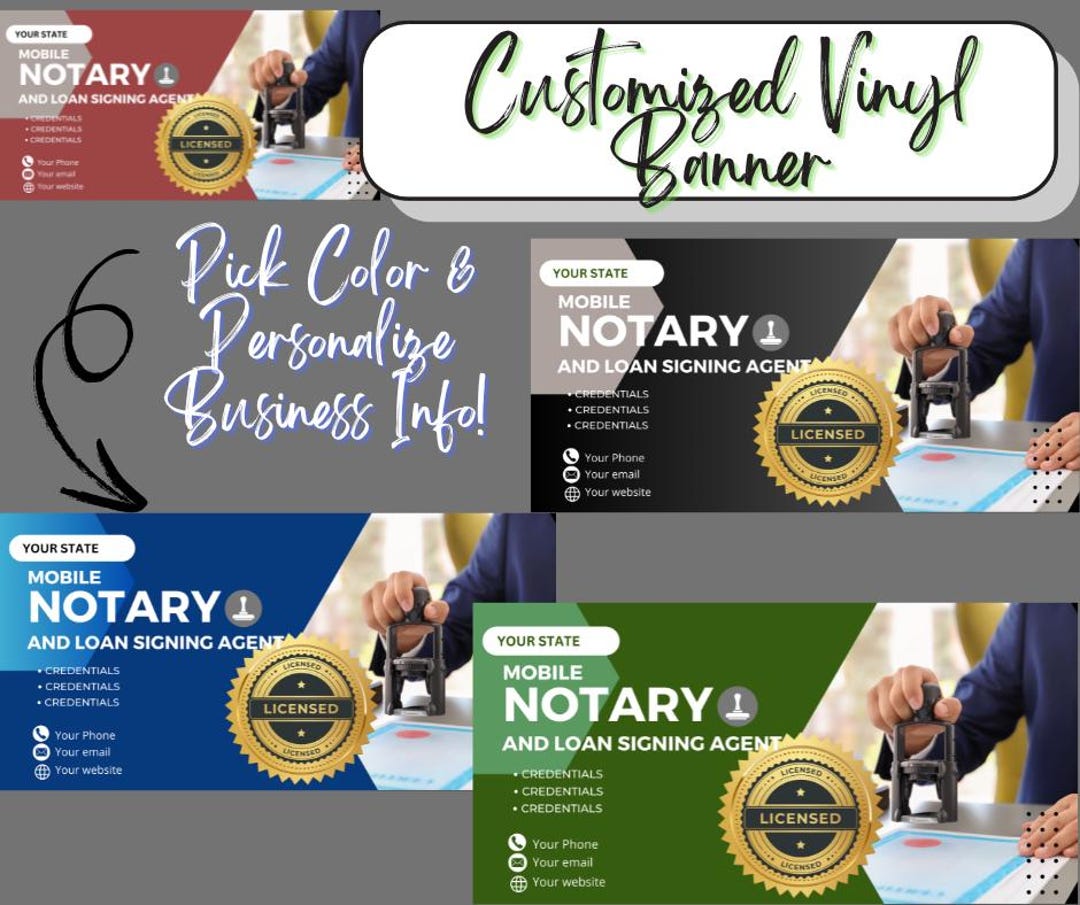 Notary Banner | Vinyl Banner | Customized Banner | Personalized Banner ...