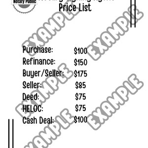 Notary Public Price List | Notary Signing Agent Price List | Loan ...