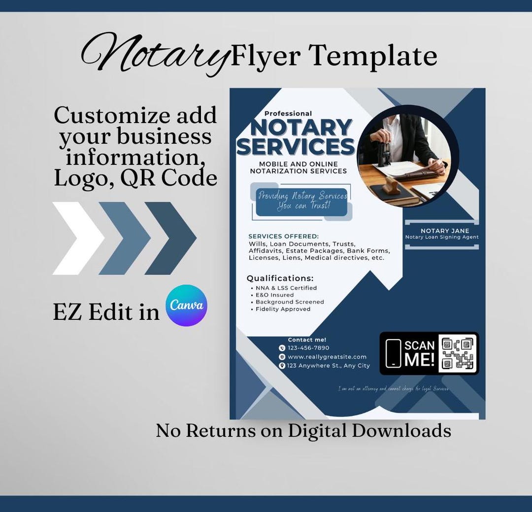 Custom Notary Flyer Template | Editable Notary Flyer | Notary Public ...