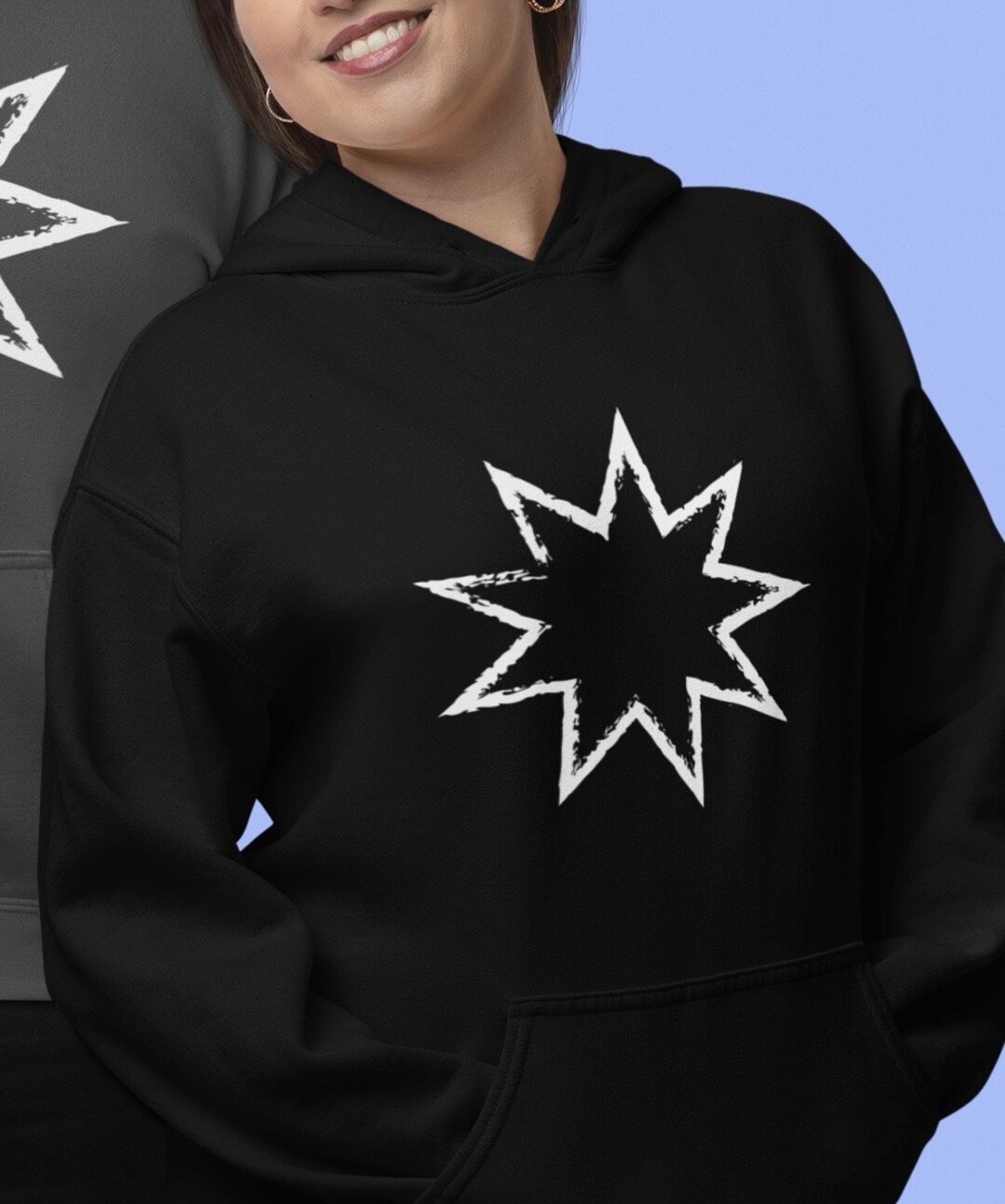 Bahai Faith Hoodie, 9 Pointed Star Sweatshirt, Bahai Shirt, 9 Pointed ...