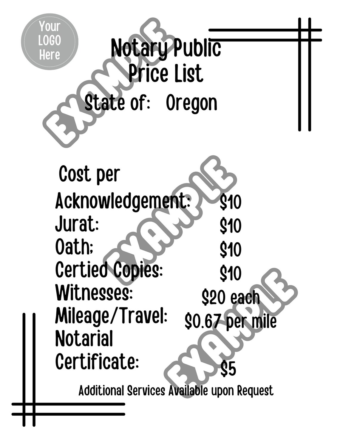 Notary Public Price List | Notary Signing Agent Price List | Loan ...