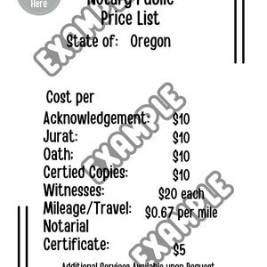 Notary Public Price List | Notary Signing Agent Price List | Loan ...