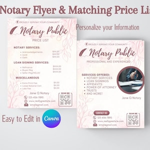 Notary Flyer and Price List Template Digital Notary Pricing ...