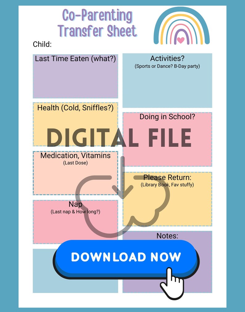 Child Transfer Form | Co-parenting Form | Parent Communication Log ...