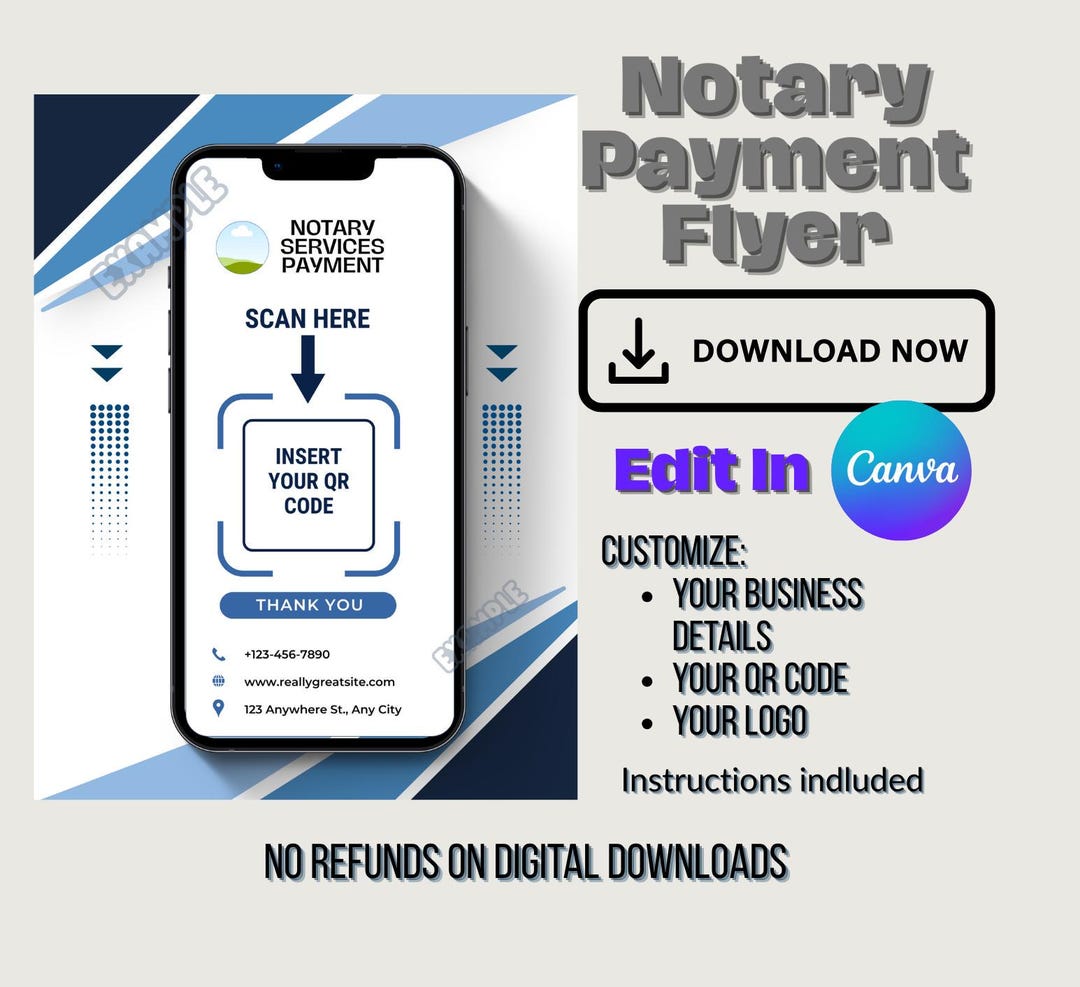 Notary Payment Flyer | Customizable Notary Flyer | Notary Marketing ...