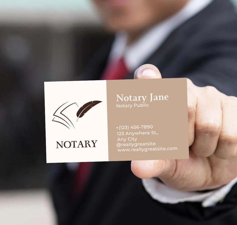 Notary Business Card Template | Editable Business Card Template | QR ...
