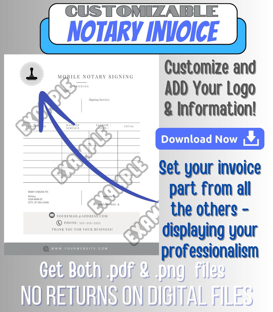Notary Invoice | Invoice Template | Notary Public Invoice | Notary ...