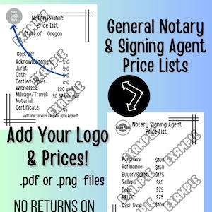 Notary Public Price List | Notary Signing Agent Price List | Loan ...