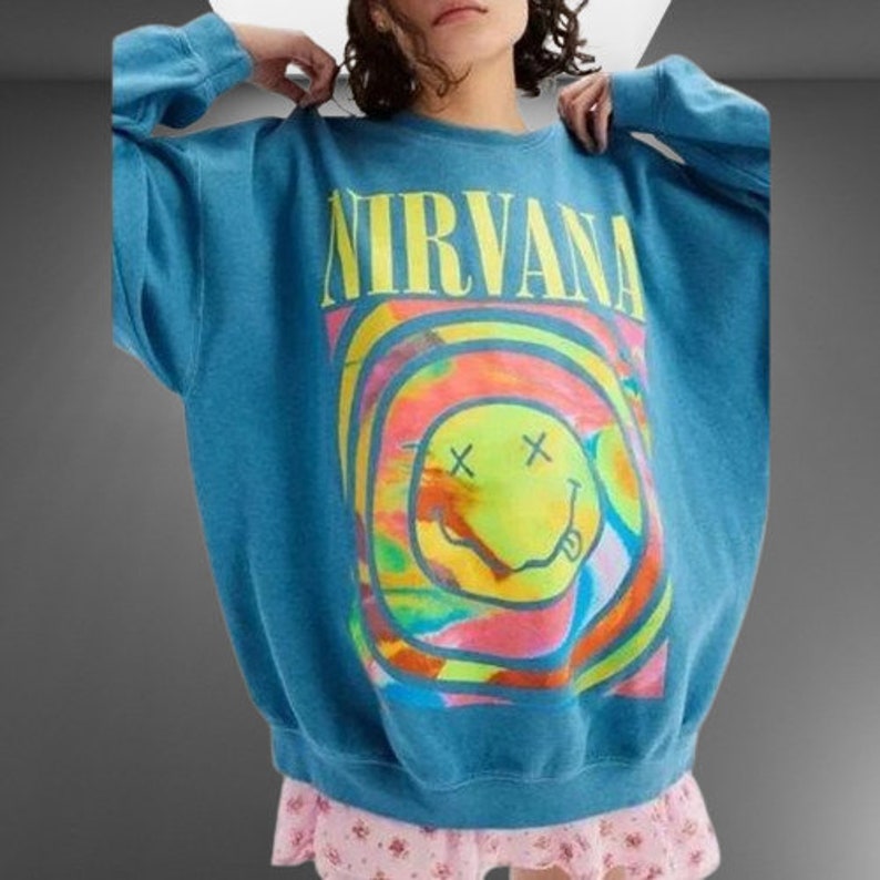 Nirvana Smiley Sweatshirt: Iconic Grunge Style in Every Stitch. Elevate ...