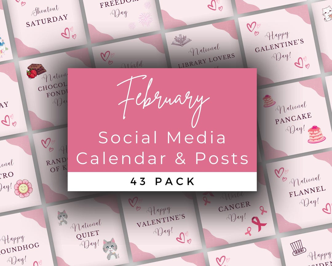 February Instagram Posts & Content Calendar Canva Template Instagram ...
