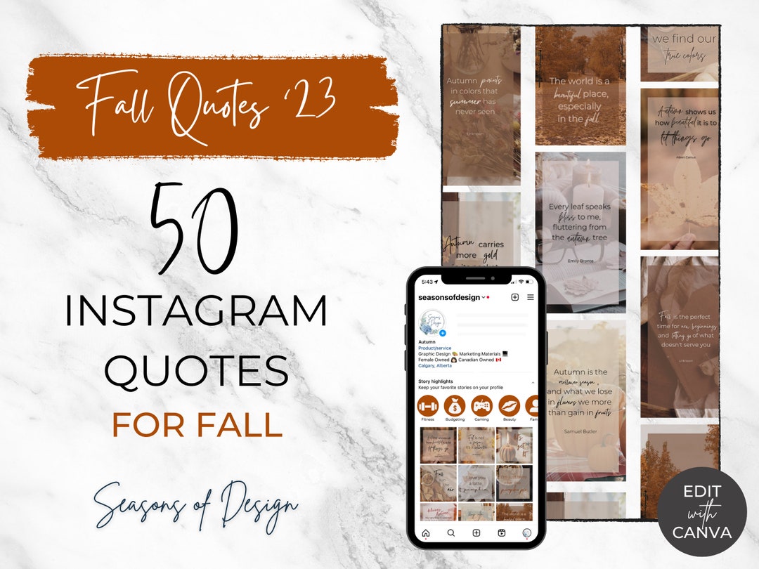 50 FALL Quotes for Instagram Social Media Marketing - Etsy