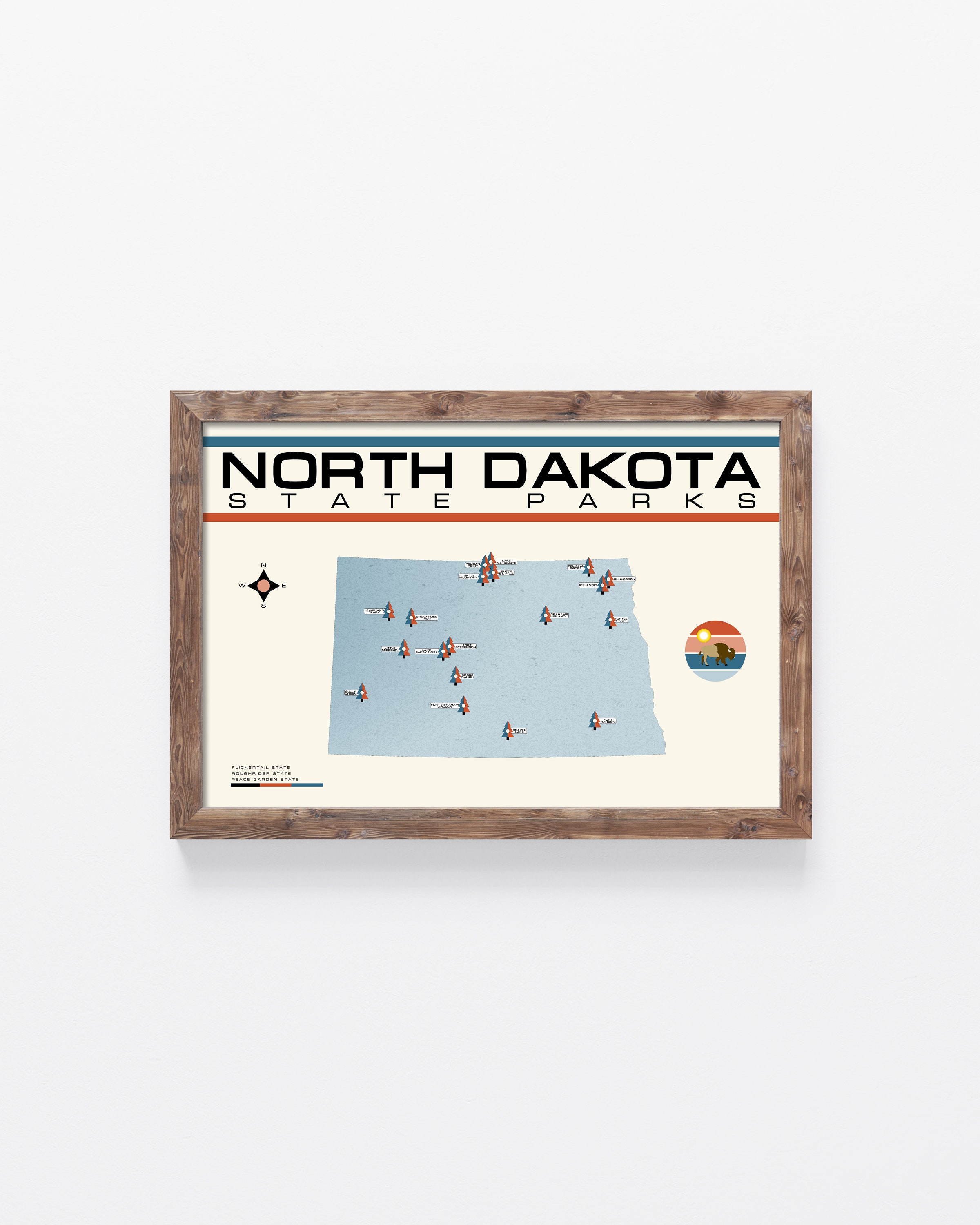 North Dakota State Park Map North Dakota State Park - Etsy