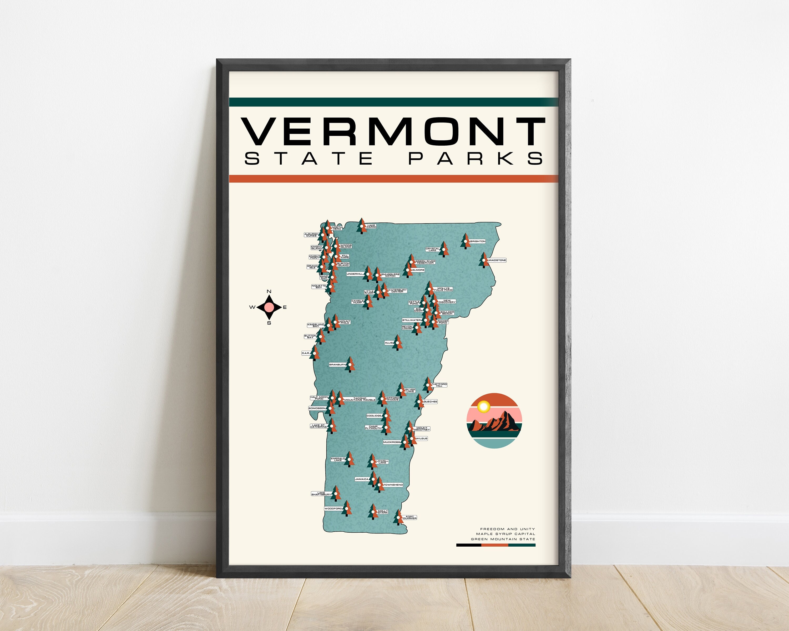 Vermont State Park Map, Vermont State Park Checklist, Vermont Adventure ...
