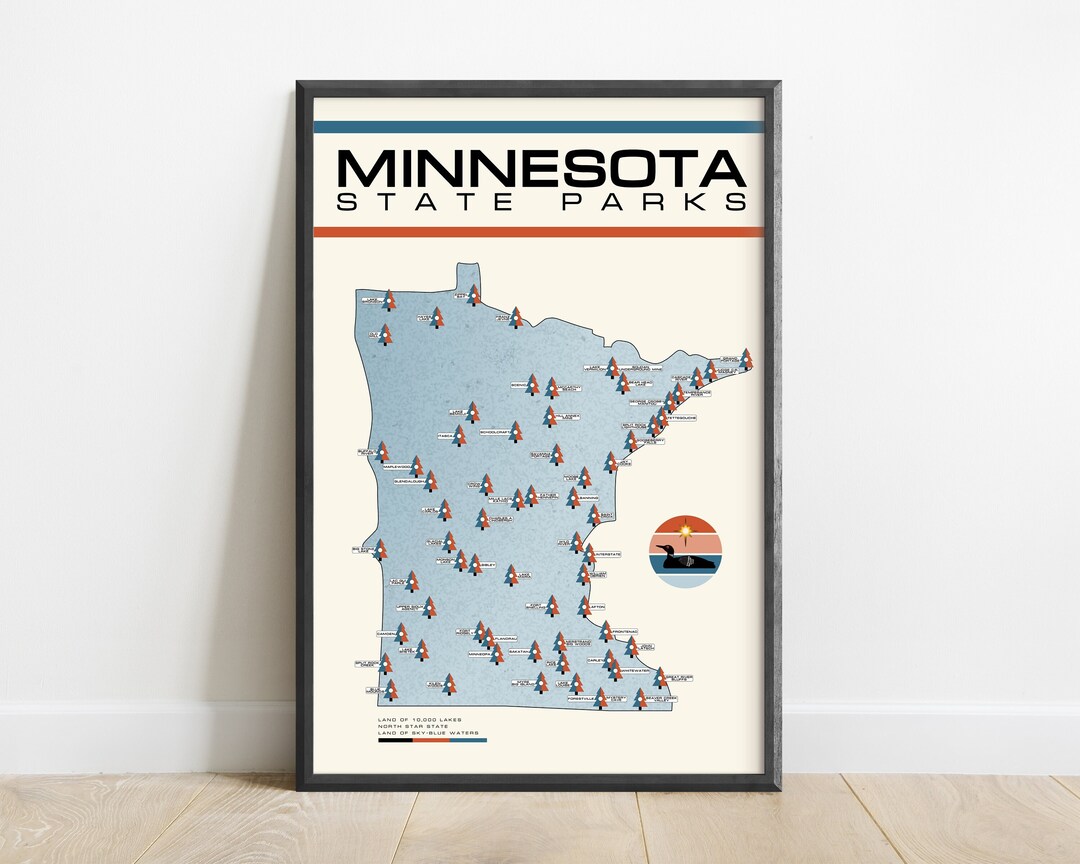Minnesota State Park Map: Retro Checklist Poster, MN Adventure Gift - Etsy