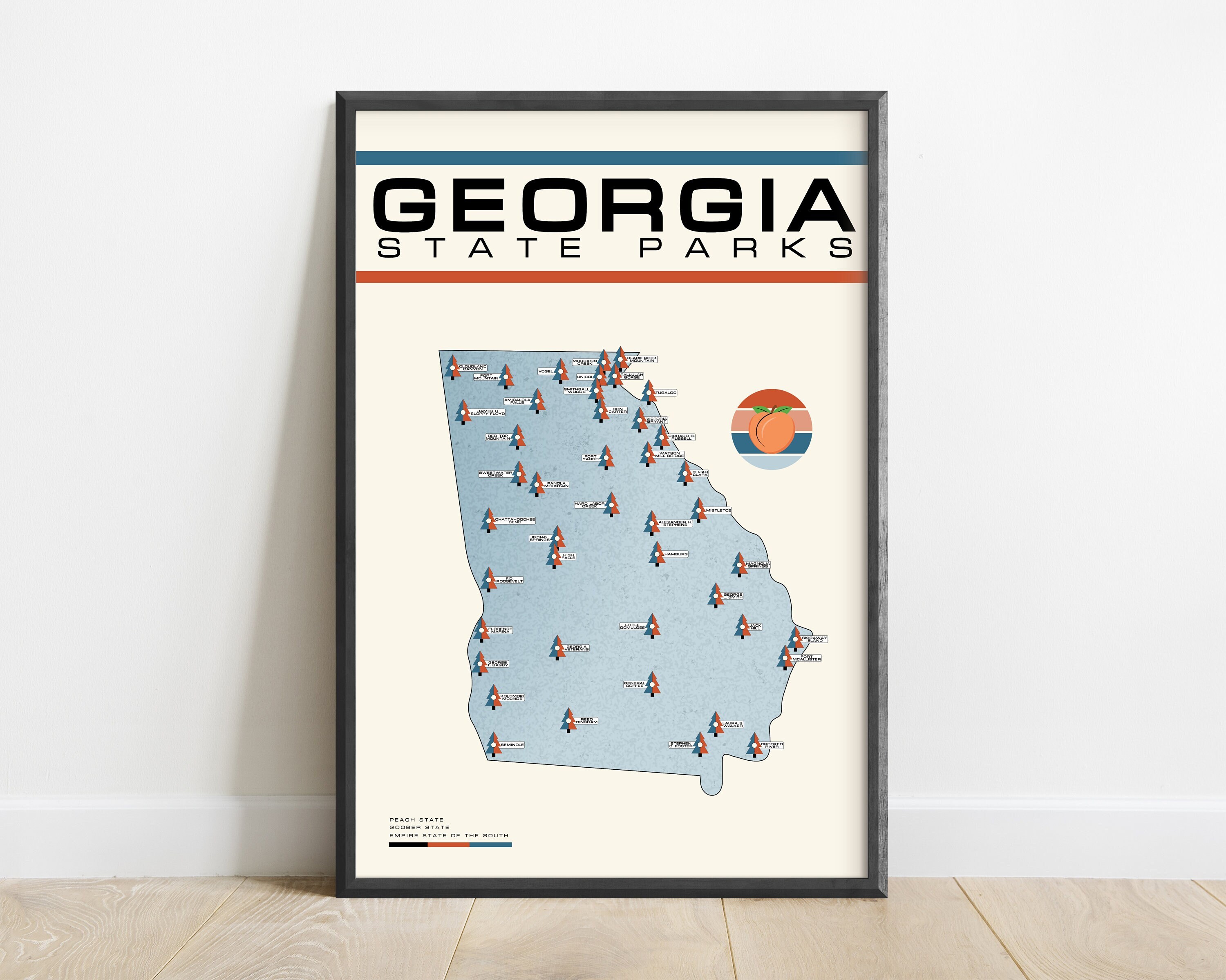 Georgia State Park Map Checklist: Retro Adventure Travel Poster - Etsy