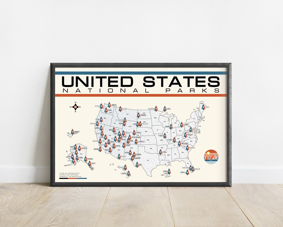 US National Park Map, US National Park Checklist, National Park ...