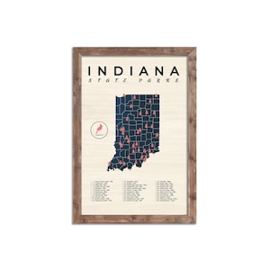 Indiana State Park Map Checklist: Retro Travel Poster - Etsy
