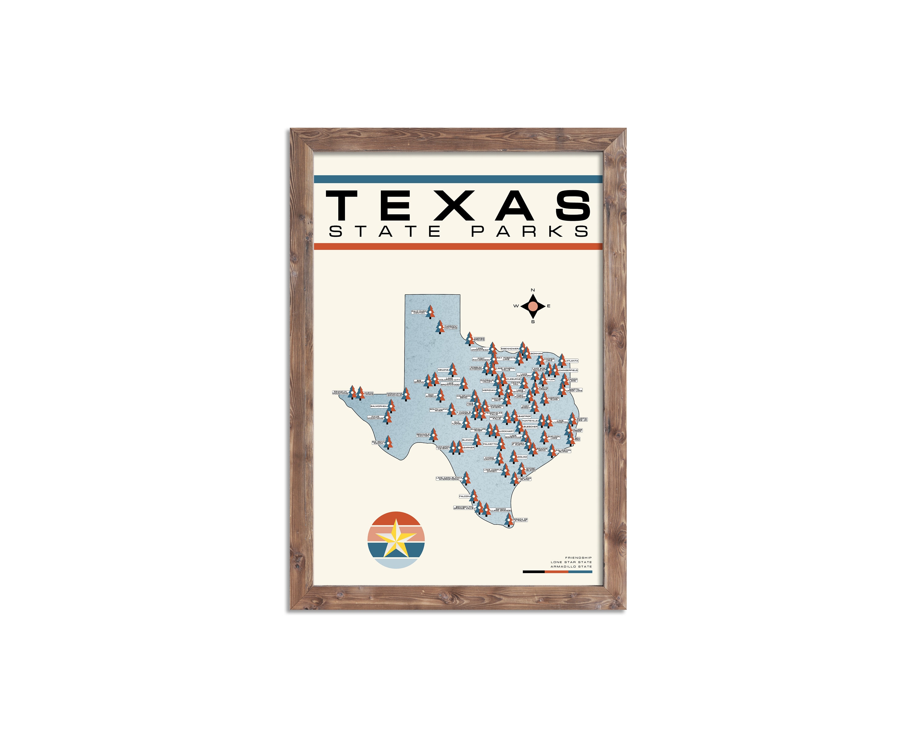 Texas State Park Map: Retro Checklist Poster, Adventure Art - Etsy