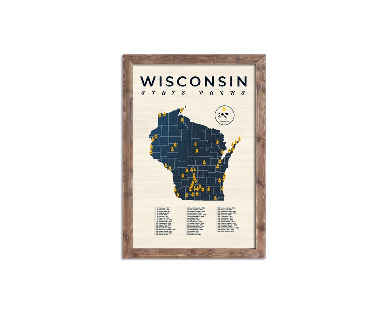 Retro Wisconsin State Park Map: Adventure Checklist Poster - Etsy