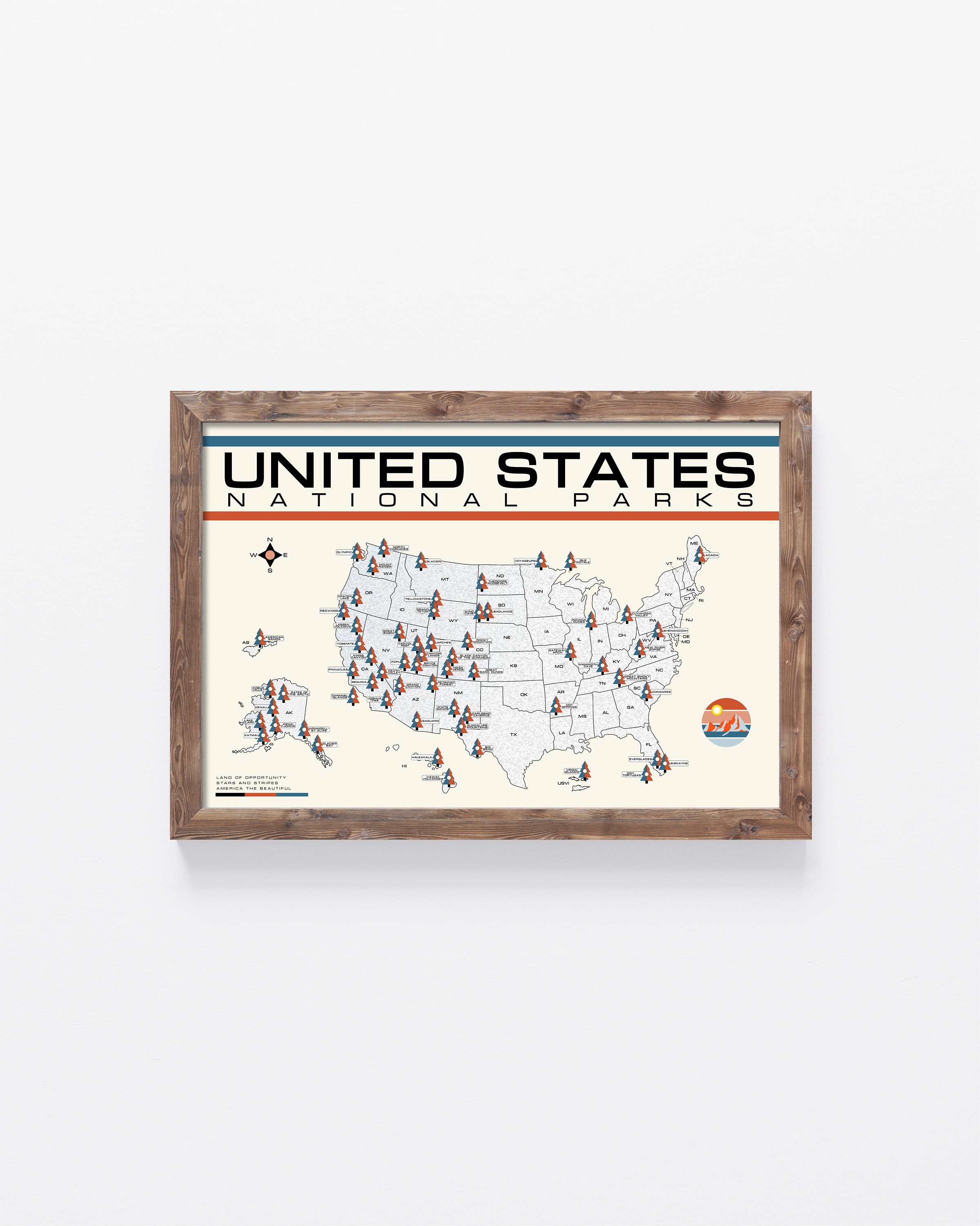 US National Park Map, US National Park Checklist, National Park ...