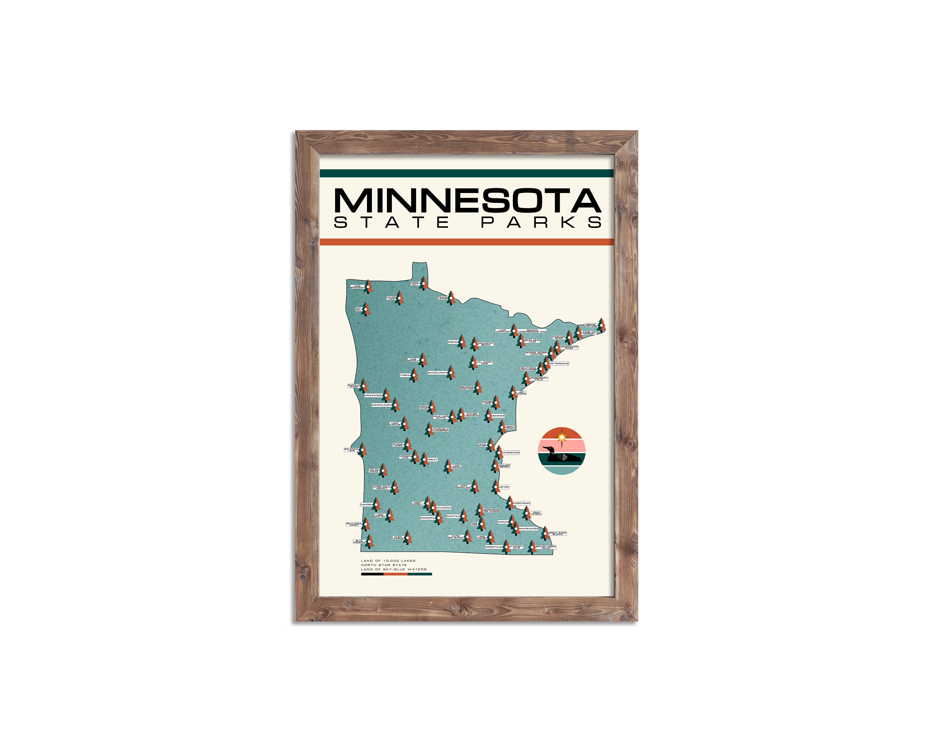 Retro Minnesota State Park Map Checklist: Adventure Art Poster - Etsy