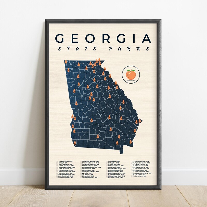 Georgia State Vintage Map - Etsy