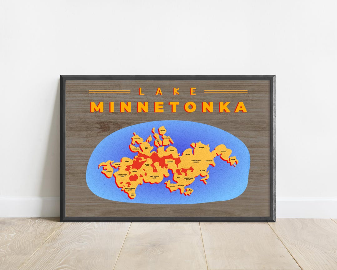 Lake Minnetonka Map Poster: Retro Minnesota Cabin Wall Art - Etsy