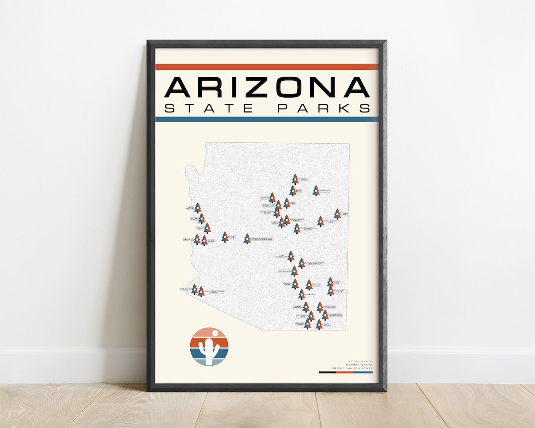Arizona State Park Map Arizona State Park Checklist Arizona - Etsy