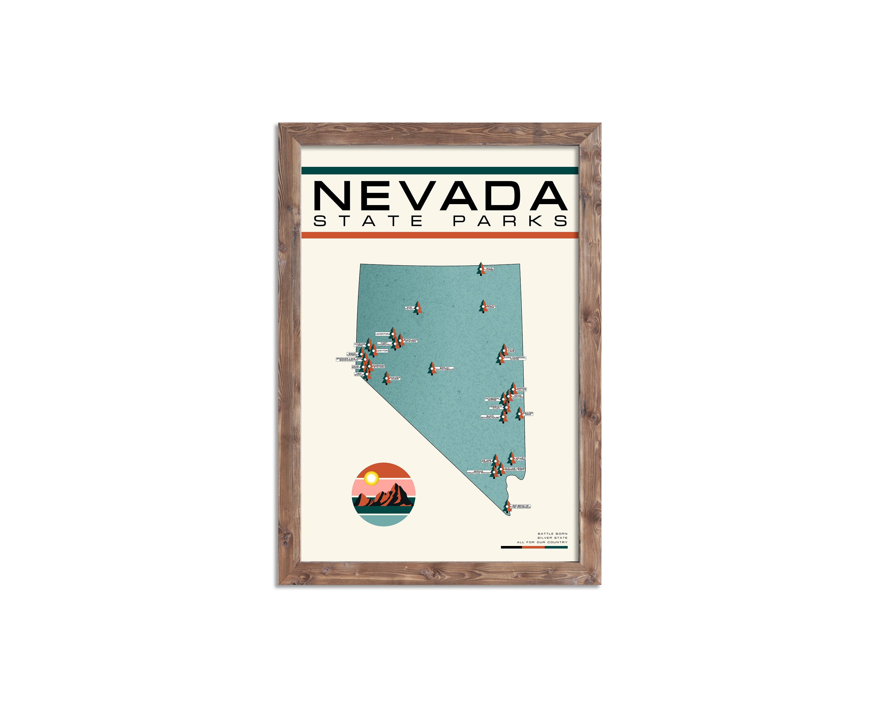 Nevada State Park Map Checklist: Retro Adventure Art Poster - Etsy