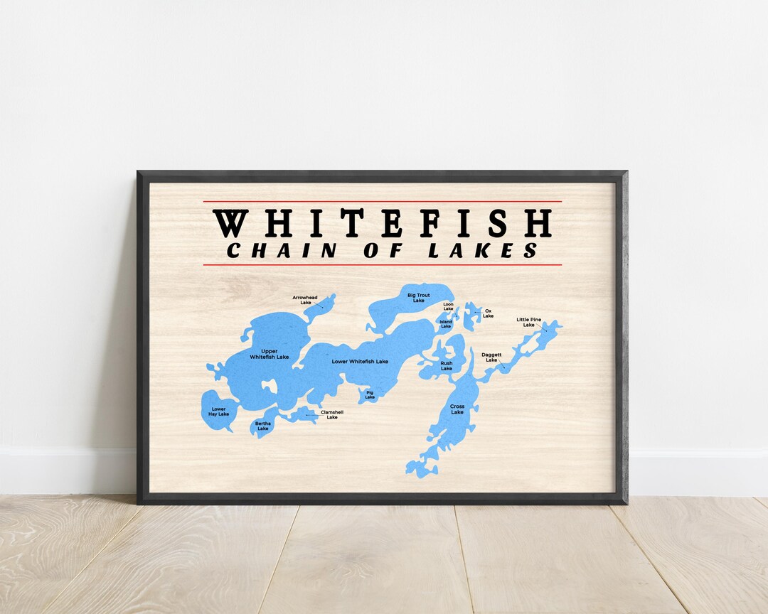 Whitefish Chain of Lakes Map Poster: Minnesota Nautical Wall Art - Etsy