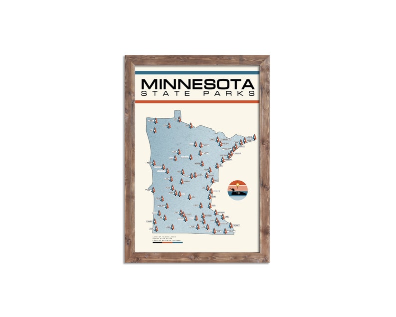 Minnesota State Park Map: Retro Checklist Poster, MN Adventure Gift - Etsy