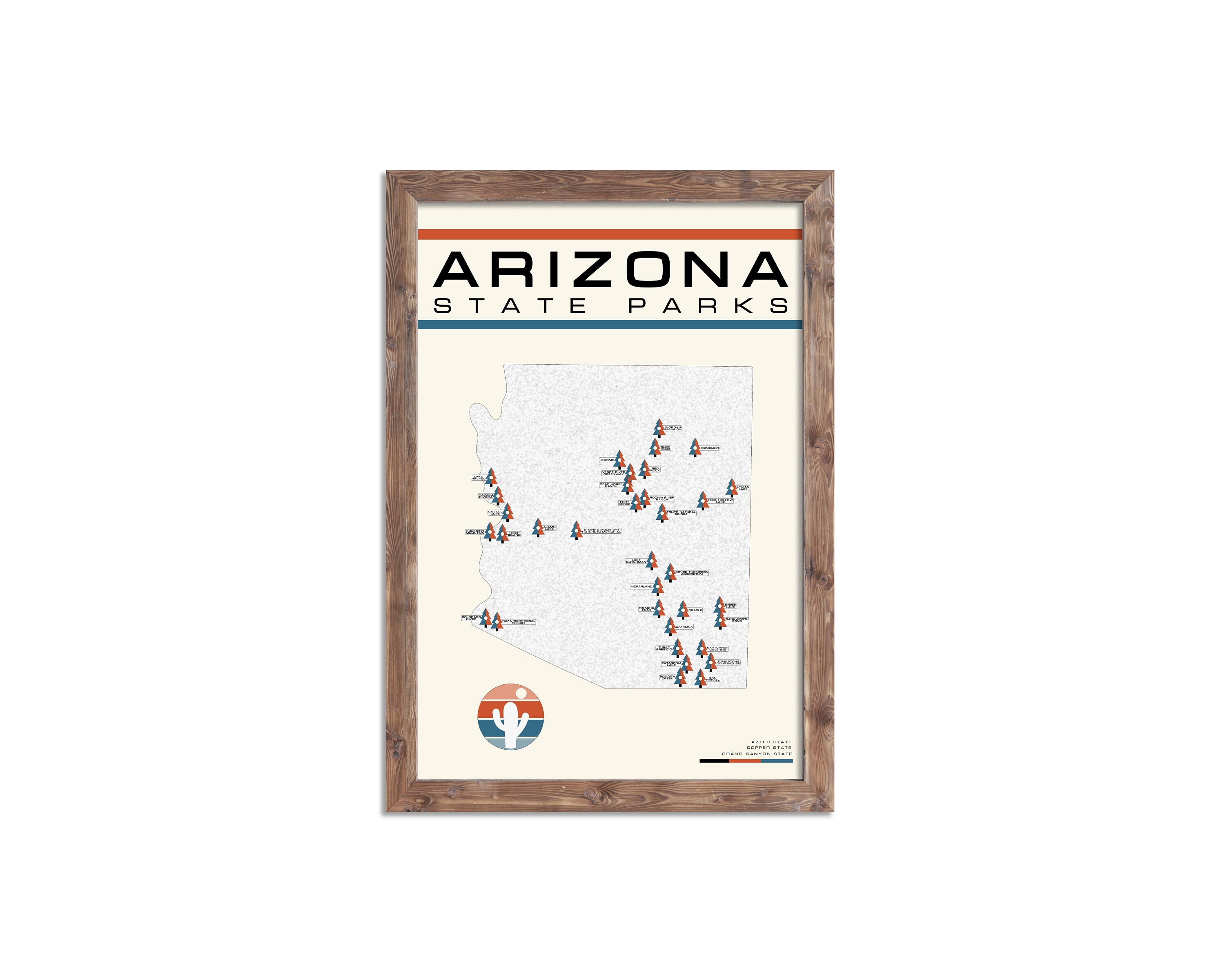 Arizona State Park Map Arizona State Park Checklist Arizona - Etsy