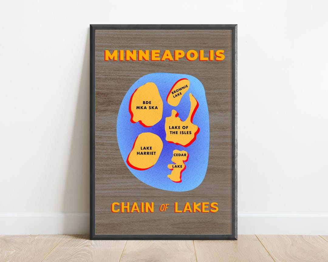 Minneapolis Chain of Lakes MN Map Poster, Nautical Wall Art, Home Decor ...
