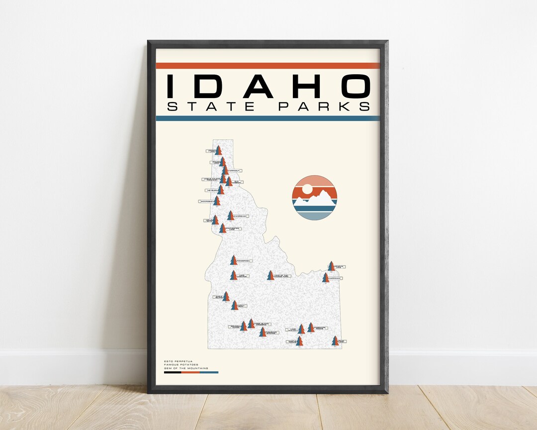 Idaho State Park Map Idaho State Park Checklist Idaho - Etsy
