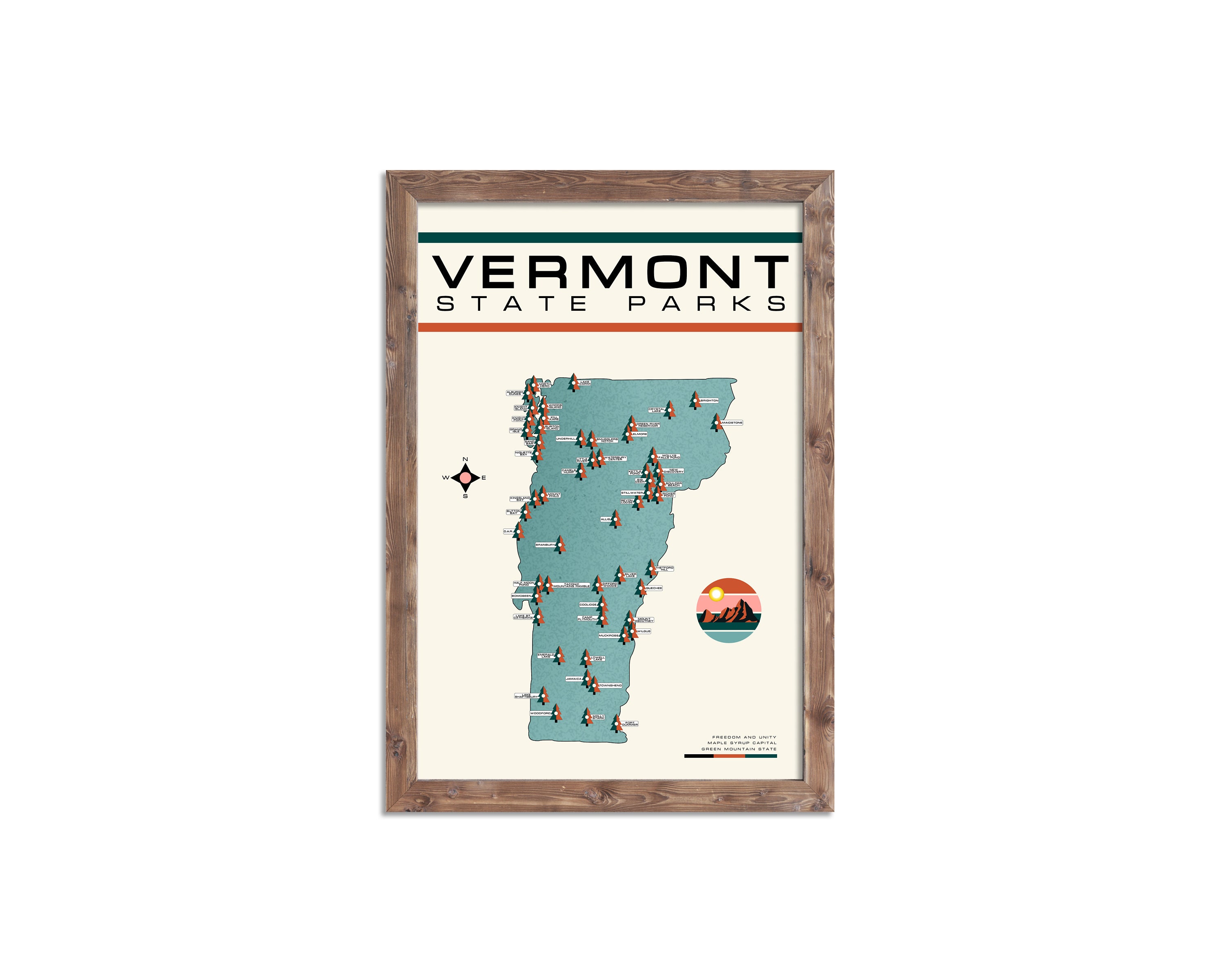 Vermont State Park Map, Vermont State Park Checklist, Vermont Adventure ...