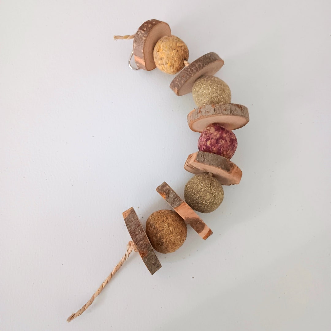 Rabbit Hanging Treat With Timothy Hay Floral Grass Ball and Apple Wood ...