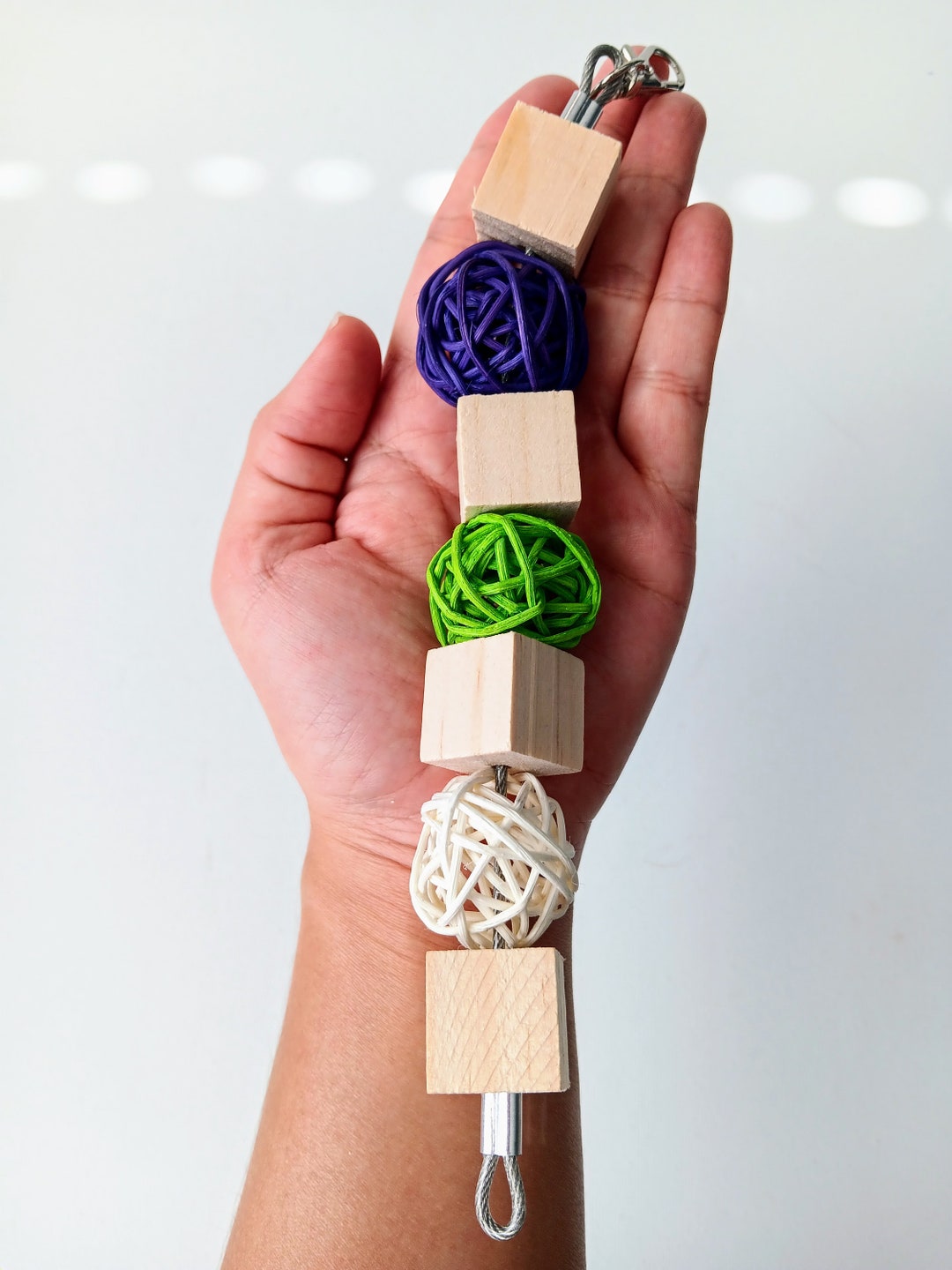 Hanging Cage Rattan and Wood Cube Blocks Treat and Toy for - Etsy