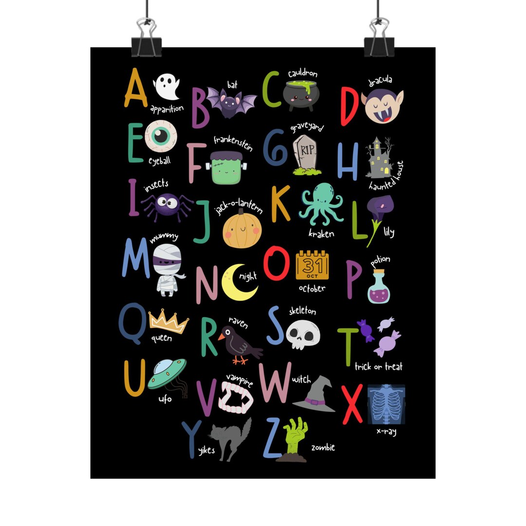 Poster ABC Halloween Kids' Alphabet Wall Art, Fun Prints, ABC Alphabet ...