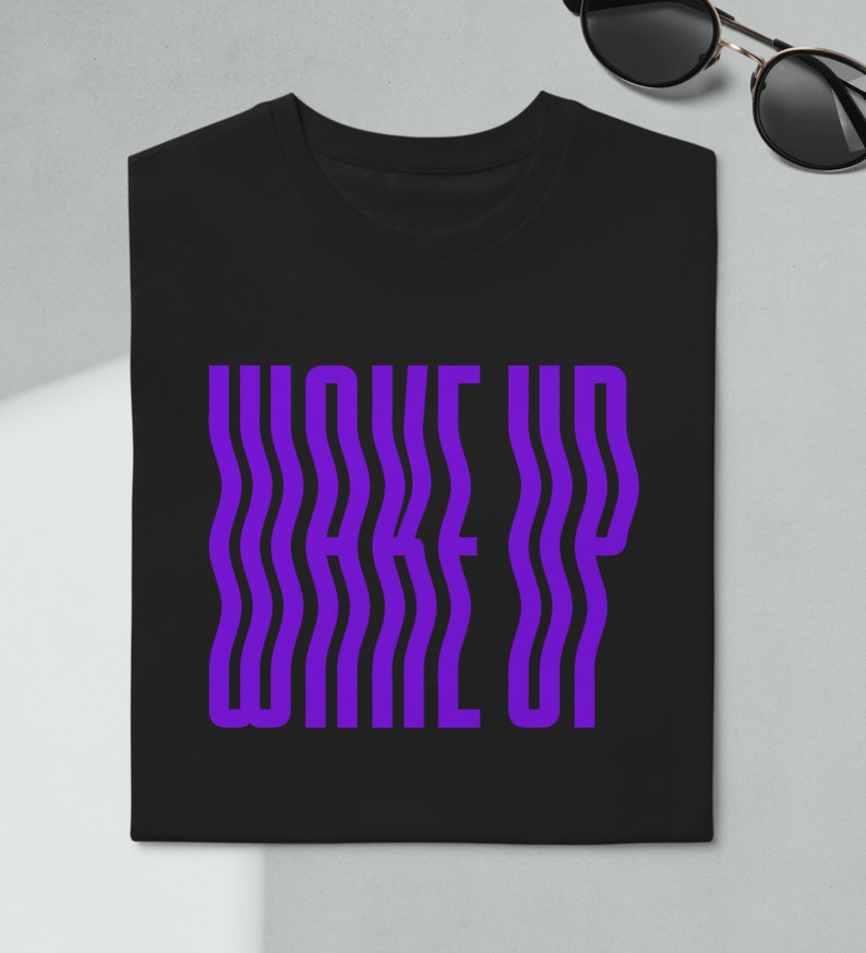 Wake up T-shirt | Wavy Purple | Graphic Tees | for Men and Women | Unisex | Short Sleeve Shirt ...