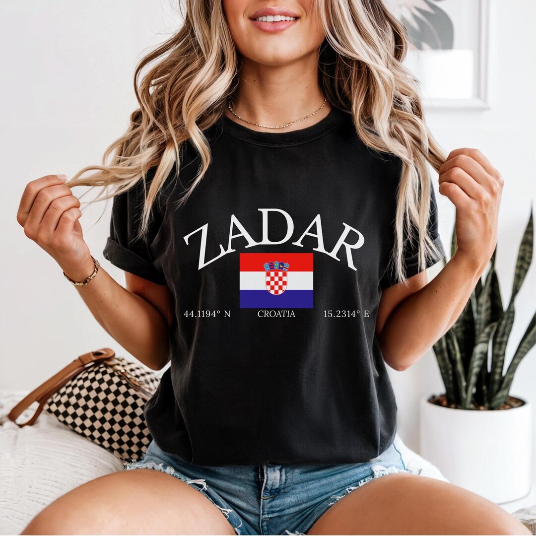 Zadar Croatia Flag T-shirt | Vintage Style Travel Tee | Croatian Crest ...