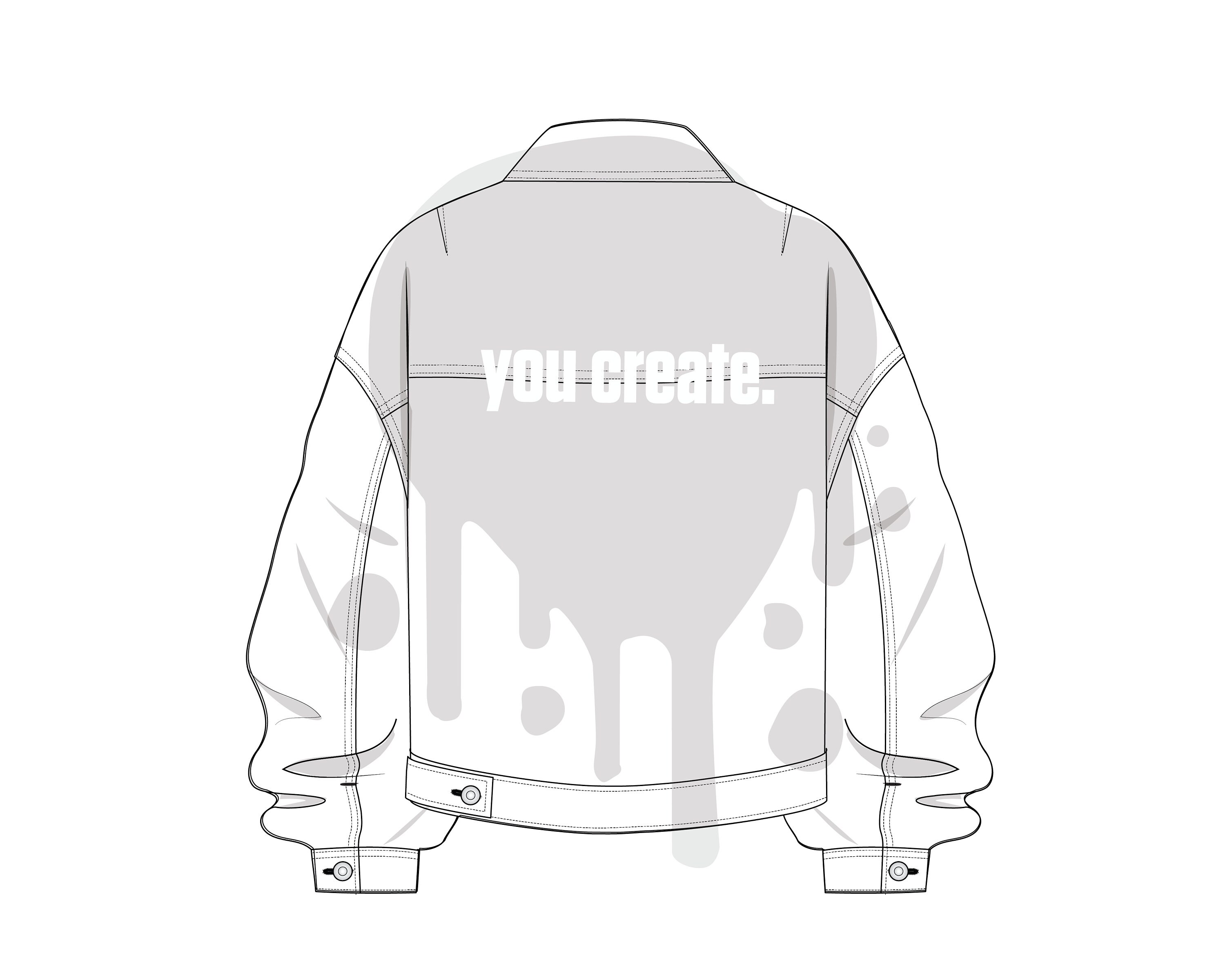 Digital Baggy Denim Jacket Tech Pack Vector Mock up Template ...