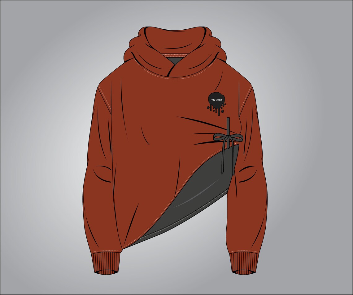 Digital Hoodie Tech Pack Vector Image Illustrator Editable Streetwear ...