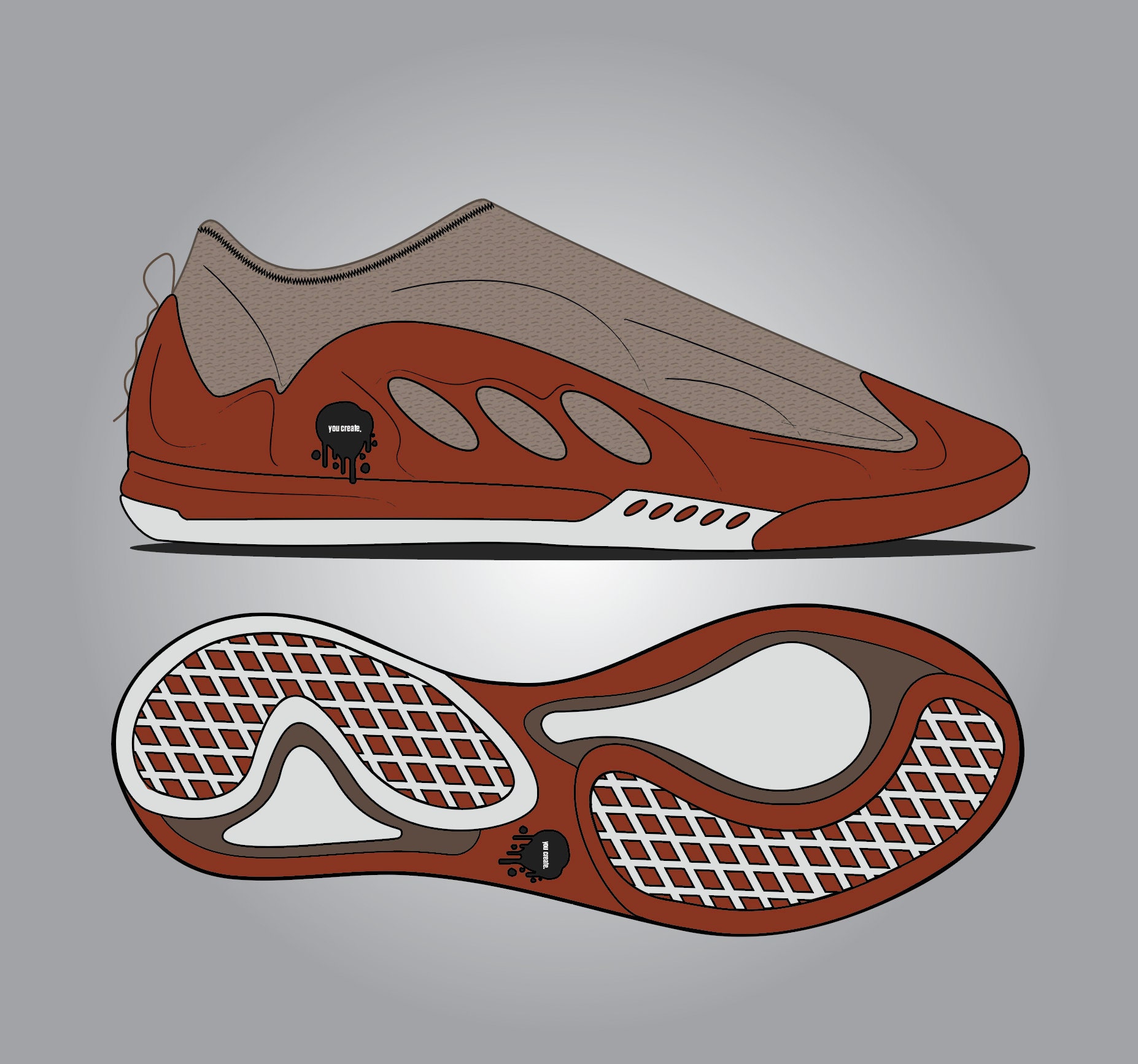 Digital Shoe Vector Mock up Template | Sneaker Outline Illustrator ...