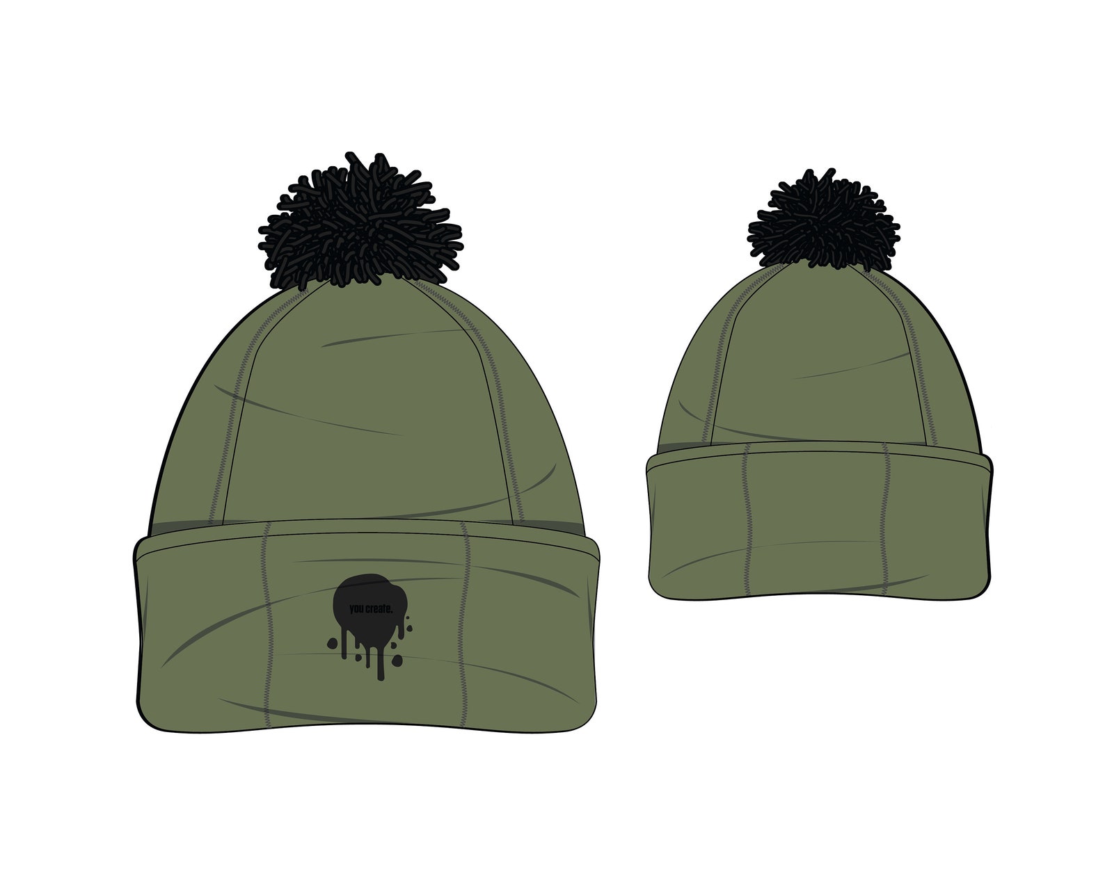 Digital Beanie Tech Pack Design Fashion Vector Mockup Template ...