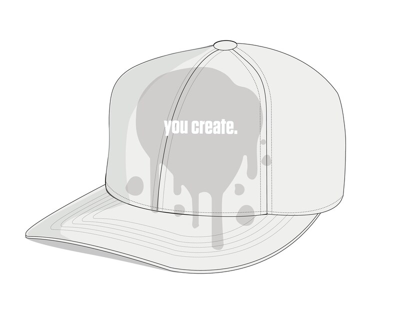 Digital 6 Panel Hat Streetwear Tech Pack Vector Editable 2d Illustrator ...
