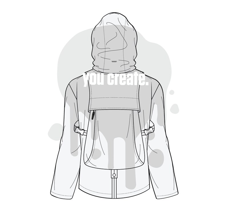 Digital Streetwear Jacket Tech Pack Vector Design Template | Fashion ...