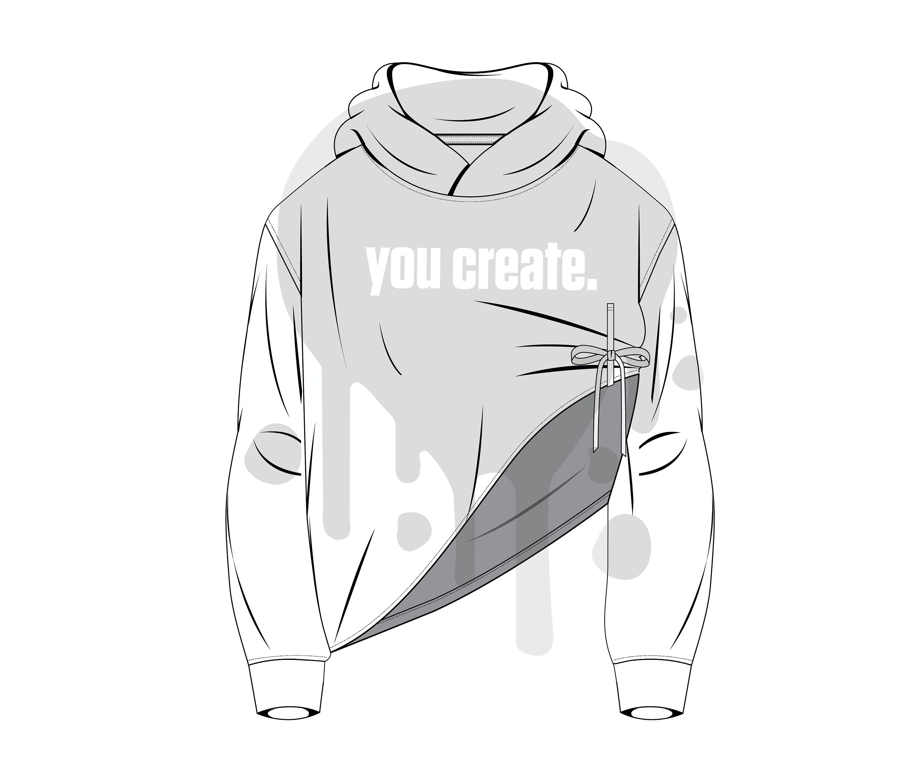 Digital Hoodie Tech Pack Vector Image Illustrator Editable Streetwear ...